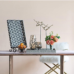 A&B Home Rectangular Serving Tray,Hanley Geometric Wood Trays with Handles,Decorative Trays with Vibrant Black and White Art Decor Patterns in 2 asst,25x15 inch