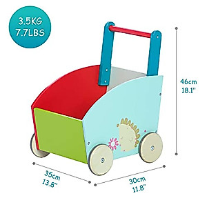 labebe - Baby Walker for Girl&Goy, 4 Wheels Walker Toy, Push/Pull Wagon Cart for Kid, Baby Learning Walker, Toddler Push Toy for 1-3 Years Old, Outdoor Activity Walker Infant, Wooden Child Wagon Green