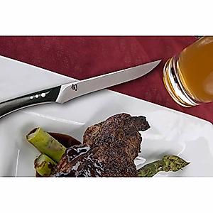 Shun DMS0430 Cutlery Shima Set-5", 4 Piece, Razor-Sharp Meat Slicing Knife, Keeps Juices in Steak and Preserves Flavor, Handcrafted Japanese Kitchen Knives, Small, Silver