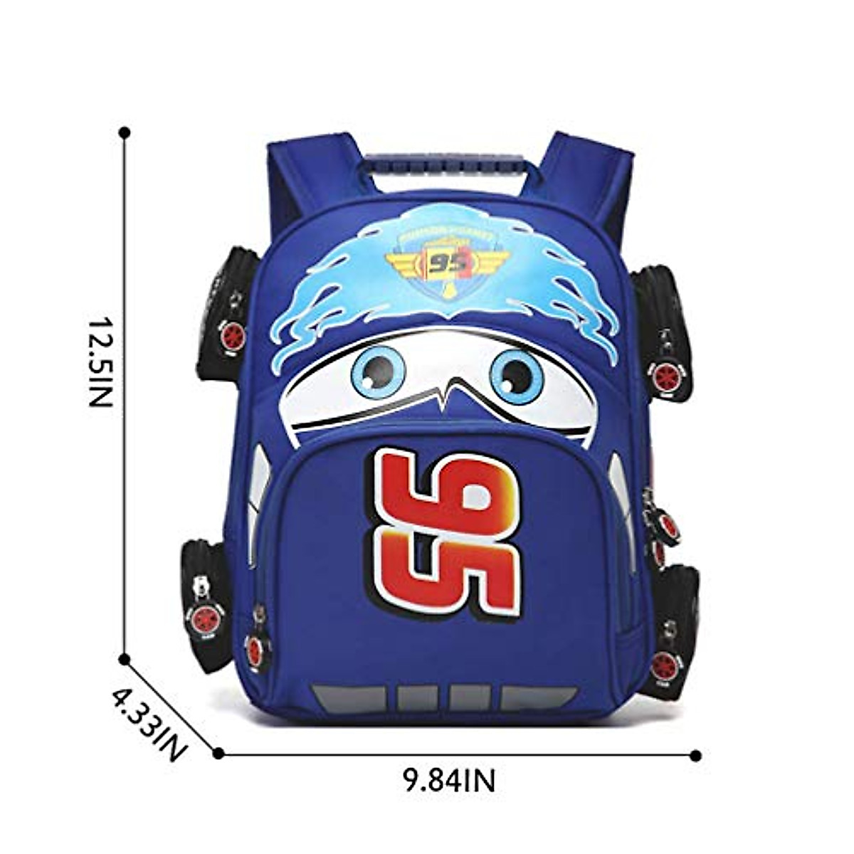 QWZY Toddler Boys Girls Backpack Waterproof Cartoon Truck Car Kindergarten Child Snack School Bag (Blue)
