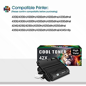 Cool Toner Compatible Toner Cartridge Replacement for HP 42X Q5942X Q1338A Q5942 for HP LaserJet 4250TN 4250N 4250DTN 4350N 4350TN 4350DTN Printer-1PK