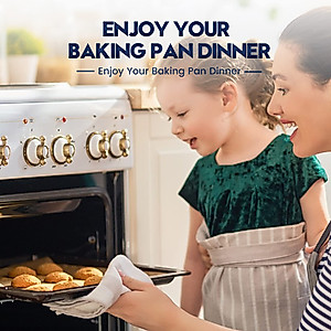 BIEAMA Baking Sheet with Rack Set (2 Pans + 2 Racks), 10 x 8 x 1" Stainless Steel Cookie Sheet with Cooling Rack, Toaster Oven Tray and Rack Set
