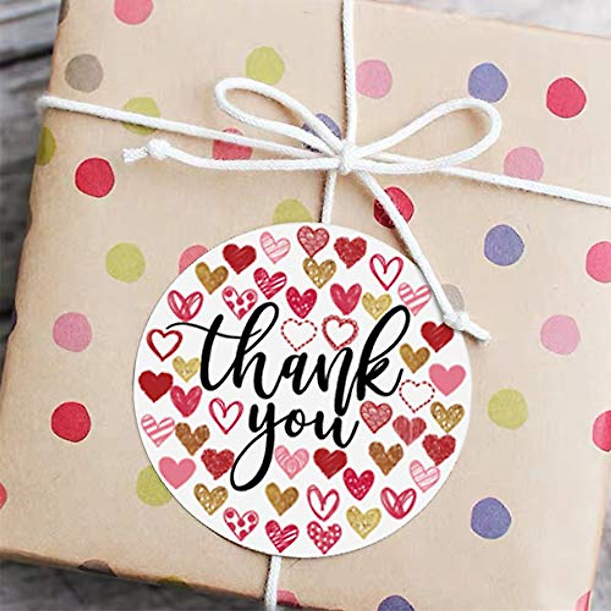 500 Pcs Thank You Stickers Roll- 1.5 inch Circle Self Adhesive 2 Designs Kaleidoscope Thank You Label Stickers for Bags Envelopes Boxes Bubble Mailers Seals