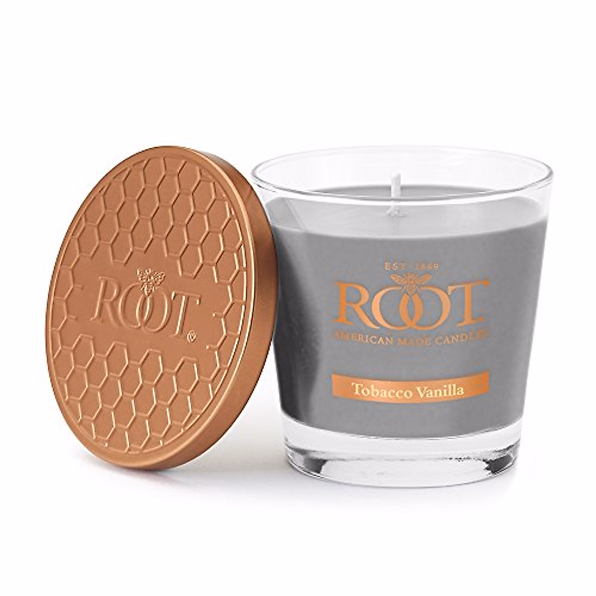 Root Candles Honeycomb Veriglass Scented Beeswax Blend Candle, Small, Tobacco Vanilla