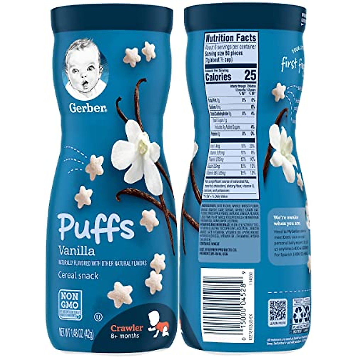 Gerber Puffs Variety Pack, 1 Banana, 1 Vanilla, 1 Blueberry, 3 CT