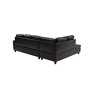 DHHU 3 Piece Living Room Furniture Set, Couch with Storage Footrest, Sectional Sofa for Home, Office, Studio, 103" x 72.5" x 32", D-L-Shaped/Black