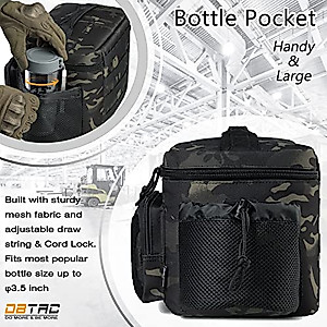 DBTAC Tactical Lunch Box, Large Insulated Lunch Bag Fits 12-Cans w/Water Bottle Pocket | Leakproof Lunch Cooler Tote for EDC Work Travel | Soft & Collapsible Easy-Clean Liner x2, Black Camo
