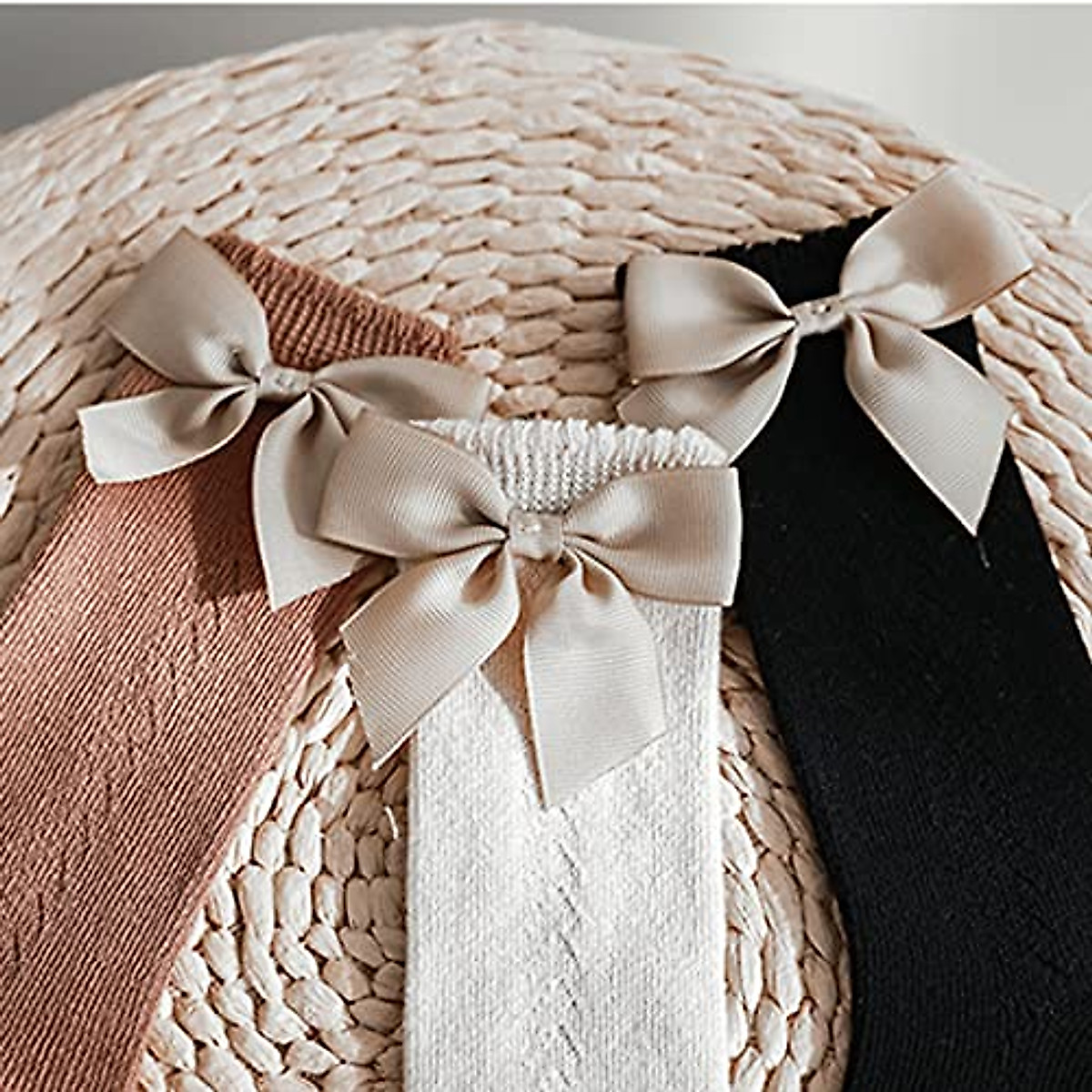 TIBE PINCESS Baby Girls knee high socks Toddler Bow Mesh Breathable Dress Socks Kids Cotton Tube Uniform Stockings 0-12 Months