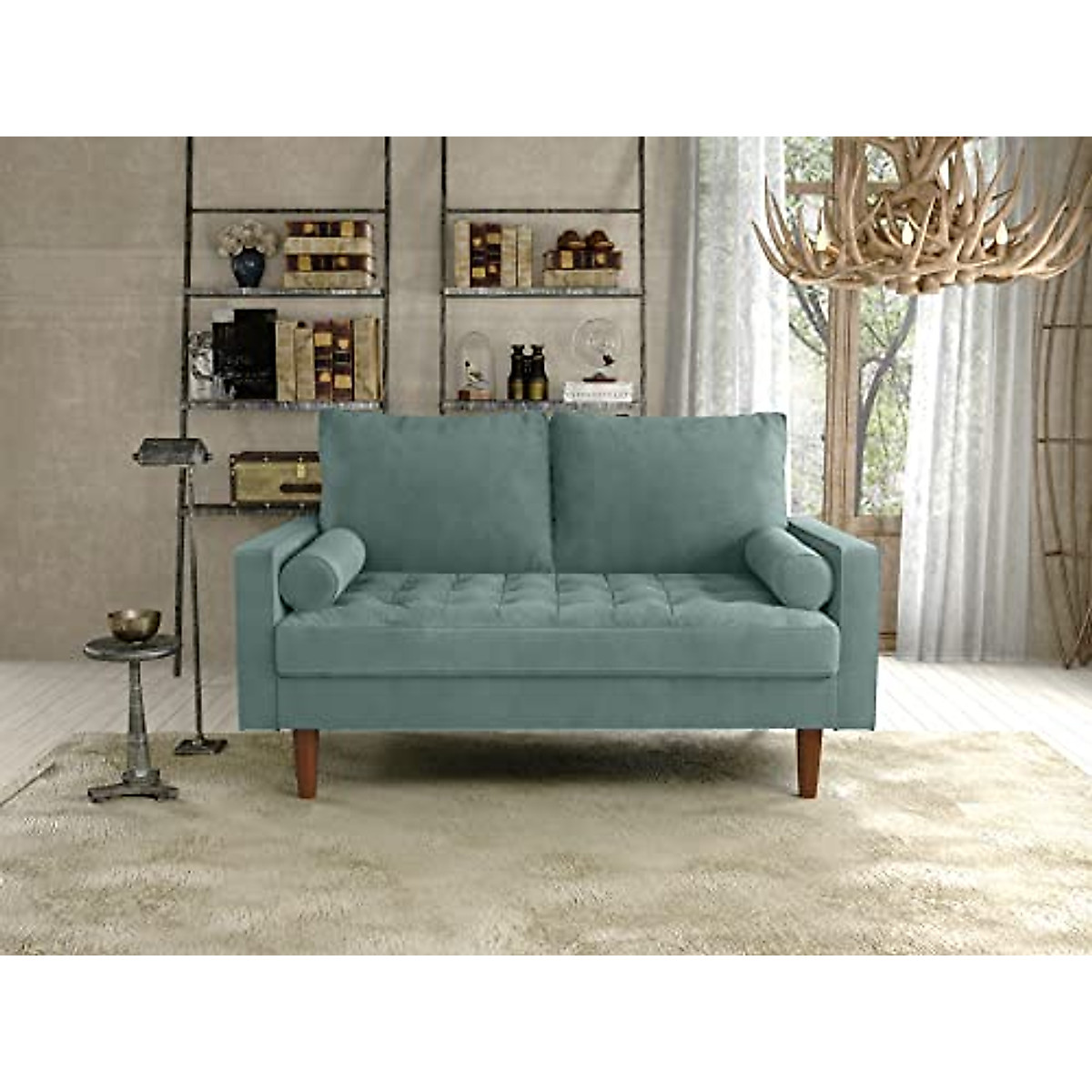 Meeyar Couches for Living Room 58'' Small Couch for Small Spaces Loveseat Small Couch for Bedroom Comfy Sofas for Living Room,Office,and Apartment,Aqua