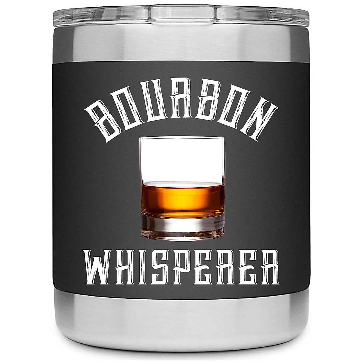 JENVIO Bourbon Gifts for Men Whiskey | Insulated 10 Ounce Cocktail Travel Tumbler Mug with Lid for Coffee or Cold Drinks | Bourbon Lover Glass Valentine's Day Gift Women Birthday Kentucky Whisperer