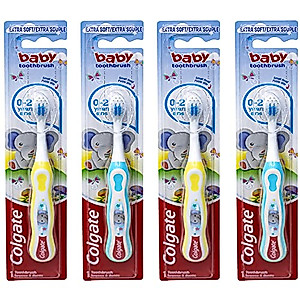 Colgate My First Baby Toothbrush, Extra Soft, (Colors Vary) - Pack of 4