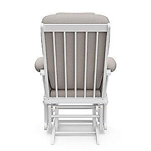 Storkcraft Tuscany Custom Glider and Ottoman with Free Lumbar Pillow (White/Taupe Swirl) - Cleanable Upholstered Comfort Rocking Nursery Chair with Ottoman