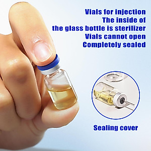 otwooi 10ml Sealed Empty Vials for Injection, Transparent Glass Vials Self-Healing Injection Port, Liquid Sample Storage Vial with Caps(10pcs)