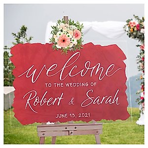 SPEEDYORDERS Garden Garland Welcome to Our Wedding Sign - Personalized Wedding Welcome Sign - Custom Wedding Reception Signs - Wedding Poster (Wedding Sign 6, Paper)