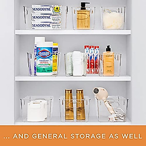 Sorbus 2 Pack Premium Fridge Bins- Thick Sturdy Plastic Refrigerator Pantry Organizer- Versatile Non-Slip Stackable Cabinet Organization- Bath, Makeup, Food Snack Packet Organizer- Clear Square Bin