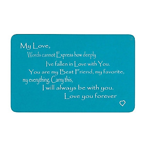 Personalized Text Engraving Wallet Insert Card (Turquoise Blue)