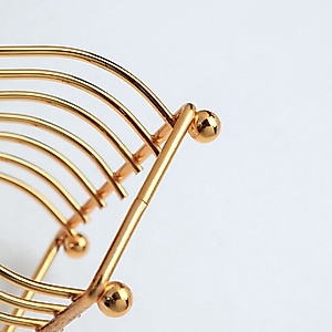 Teensery Iron Metal Plate Organizer Dish Rack Pot Cup Lid Drying Storage Holder Stand for Home Kitchen Cabinet, 6 Slots (Gold)