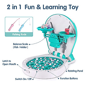 iPlay, iLearn Toddler Magnetic Fishing Games, Kids Electronic Fish Catch Toy W/Rod Board, Preschool Activity Learning Balance Counting Number, Christmas Birthday Gifts for 3 4 5 6 8 Year Old Boy Girl