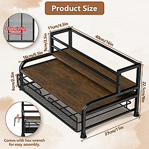 PONEYA Coffee Syrup Rack Organizer, 3-Tier 8 Bottles Coffee Syrup Rack with 35 K Cup Storage Basket for Coffee Bar, Syrup Bottle Holder Stand for Syrup, Wine, Dressing for Kitchen Coffee Station