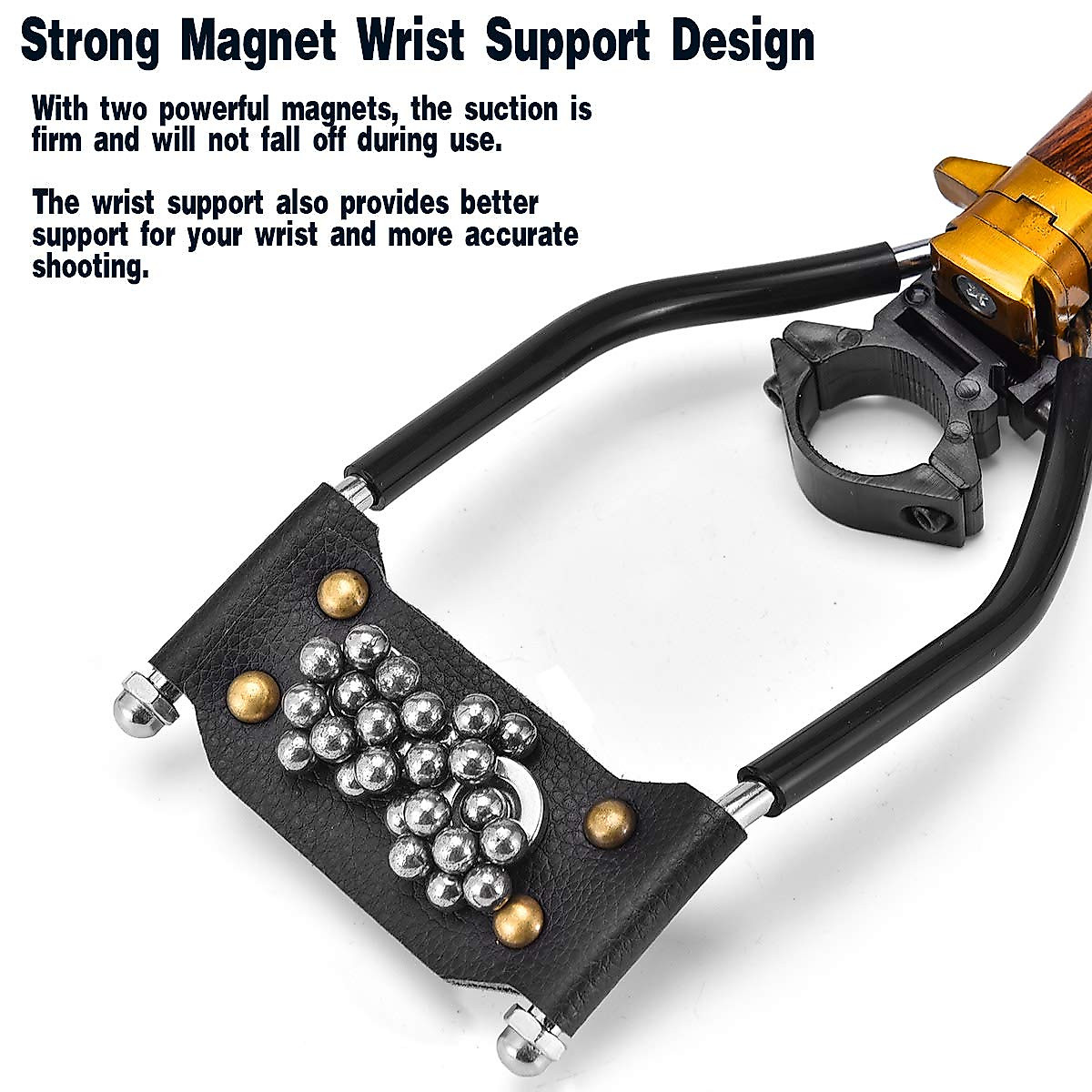 NOBONDO Strong Folding Slingshot - Powerful Adjustable SlingShot Rocket with Wrist Brace Hunting Survival Catapult with 2 Rubber Bands and 100 Ammo Balls