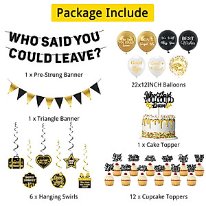 Roetyce Farewell Party Decorations, Who Said You Could Leave Banner Cake Toppers Balloons Hanging Swirls, Going Away Retirement Leaving Party Decorations for Men Women, Coworker Goodbye Party Supplies