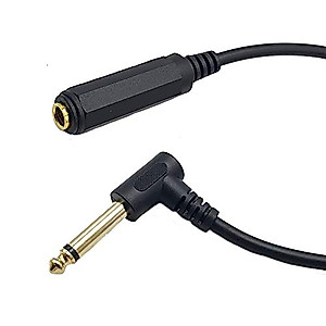 MMNNE 2Pack 50cm 6.35mm 1/4" inch Stereo Plug Right Angled Male to 1/4 Female Stereo Headphone Guitar Extension Cable Cord, Gold Plated Audio Cable Stereo Extender