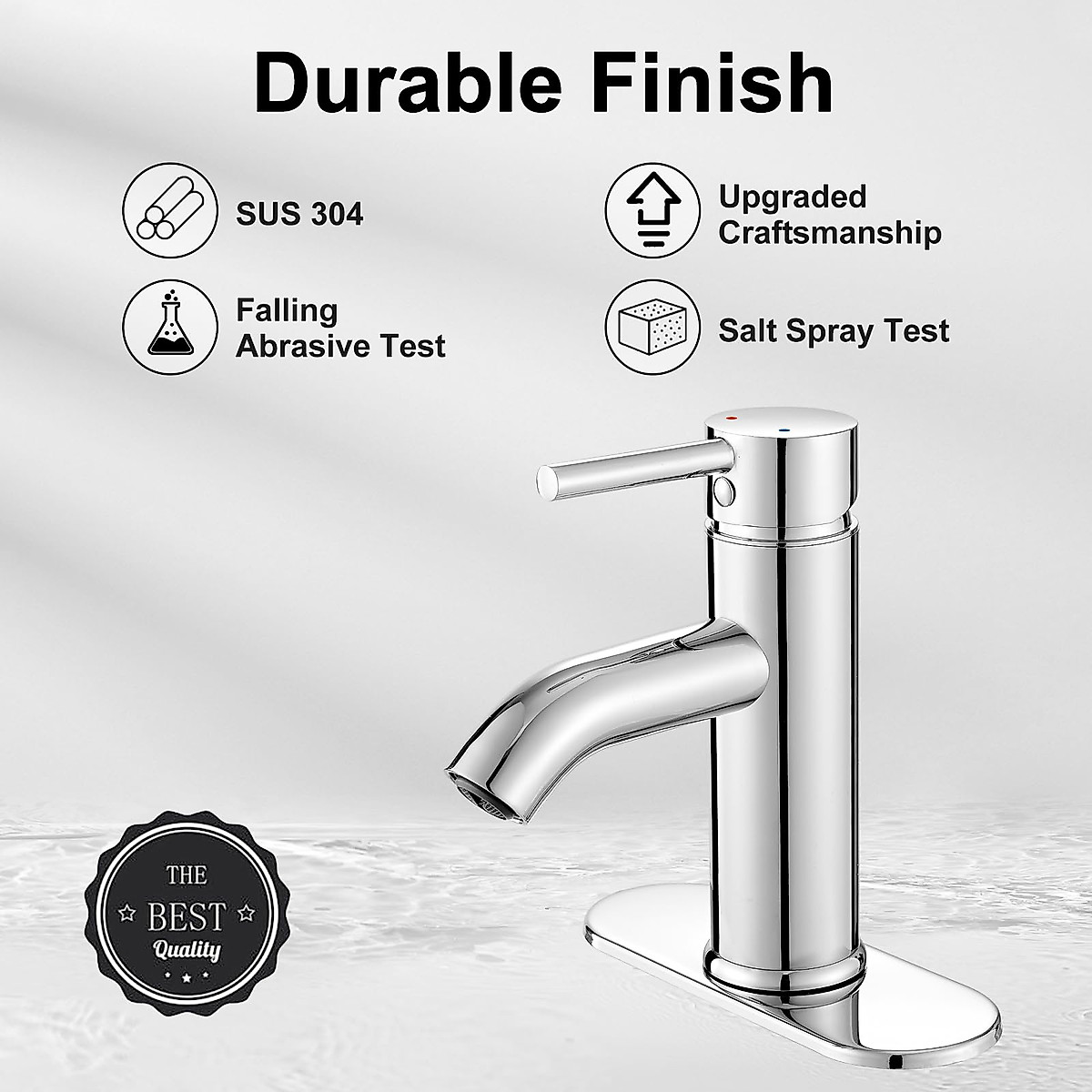 VOTON Chrome Bathroom Faucets 1 Hole, Stainless Steel Bathroom Sink Faucet with Metal Pop up Drain, Lavatory Faucet for Bathroom Sink