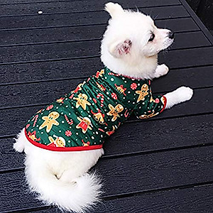 Gingerbread Man Pattern Pet Coat Dog Christmas Clothes Adorable Pet Party Outfit- Pet Party