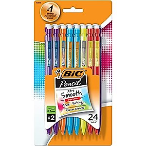 BIC Xtra-Smooth Mechanical Pencil, Color Edition, Medium Point (0.7mm), Perfect For The Classroom & Test Time, 24-Count