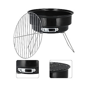 Mokernali Round Barbecue Grill, Portable Mini BBQ Grill Iron Charcoal Grill for Outdoor Cooking BBQ Camping Grill Coal Kettle Grill