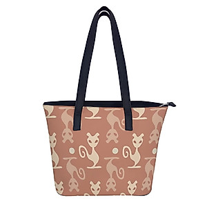 Cats Pink Cream Women's Tote Bag PU Leather Shoulder Bag Handbags Purse For Work Shopping Travel
