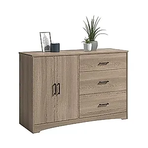 Sauder Beginnings 3-Drawer Dresser Finish Summer Oak, L: 45.0" x W: 15.75" x H: 29.92", Brown Beige Gray Black