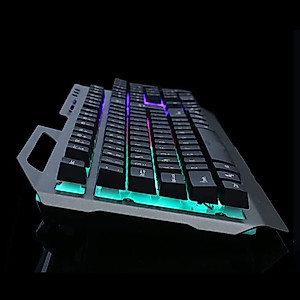 HJJWL Gaming Keyboard, USB Colorful Rainbow LED Backlit Wired Esport for Laptop/Notebook/Desktop PC (Black),Colour Name:Black (Color : Black)