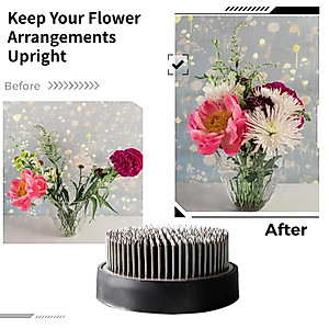 JUSTDOLIFE Flower Frogs Stainless Floral Frogs Kenzan Flower Vase Round Metal Flower Arranger Tool Pin Holder Ikebana Flower Pin Frogs for Vase Flower Arrangements Home DIY Craft