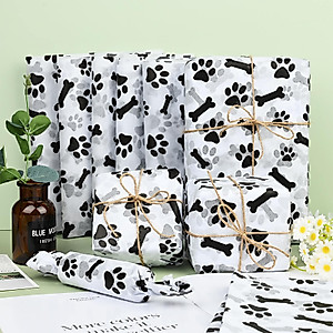 60 Sheets 20 x 20 Inch Dog Paw Print Tissue Paper Puppy Paws Gift Wrap Tissue for Gift Bags Wrapping (Dog Paw)