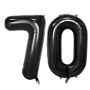 Number 70 Balloons 32 inch Digital Balloon Alphabet 70th Birthday Balloons Digit 70 Helium Balloons Big Balloons for Birthday Party Supplies Wedding Bachelorette Bridal Shower, Black Number 70