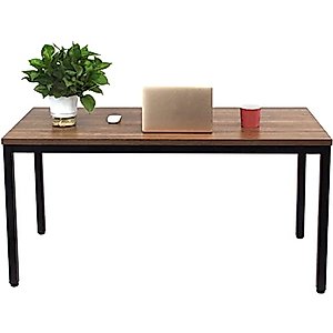 BIBOC 24X55 inches Computer Desk/Dining Table, Office Desk, Composite Wood Board Sturdy Writing Workstation for Home Office Walnut and Black Legs