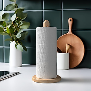 KitchLife Wooden Paper Towel Holder, Upgraded Size - Kitchen Paper Hanger Rack Bathroom Towel Roll Stand Organizer Simply Standing Countertop Paper Roll Holder