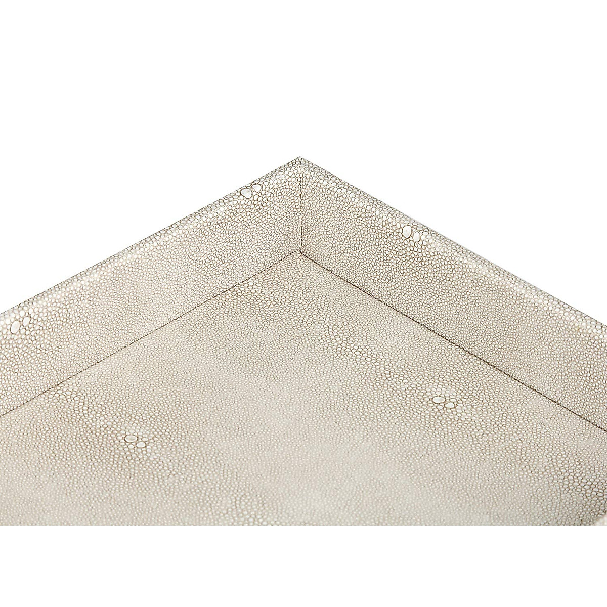 HofferRuffer Elegant Desktop Organizer, Vanity Tray, Bathroom Storage Tray Holder, Dresser Jewelry Tray, Change Coin Key Watch Catchall Tray, 10.2 x 8.4 x 1.8 inches (Light Grey Faux Leather Shagreen)