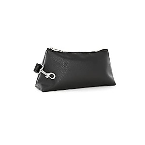 KEYPER 2-Piece Luxe Wristlet Set (IT Bag and a Key Ring Bracelet) PU Vegan Leather Classic Clutch Luxury Purse (Black Silver)