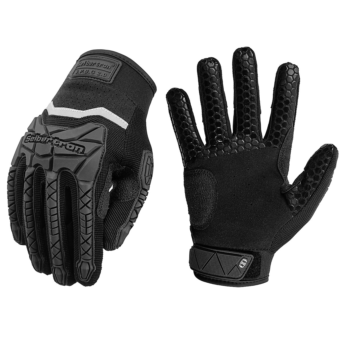 Seibertron S.P.B.G 2.0 Baseball/Softball Batting Super Grip and Protective Gloves Adult Black M