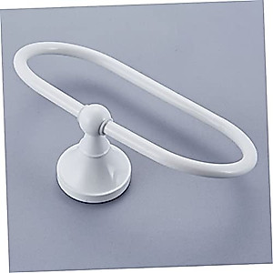 Housoutil 2pcs Shelf and White Rod Hooks Towels Home Kitchen Mount Toilet Self Bathroom Simple Hanging Rings Rack Circle Storage Copper Chrome Duty Hangers Hanger Heavy Adhesive