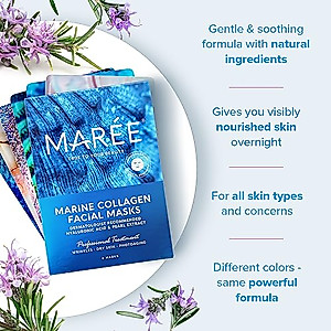 MAREE Facial Masks for Skin Care & Beauty - Sheet Masks for Face with Natural Pearl Extract, Marine Collagen & Hyaluronic Acid - Anti Aging Collagen Facial Masks for Wrinkles & Dry Skin, 6 Pack