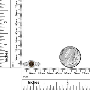 Gem Stone King 925 Sterling Silver Brown Smoky Quartz Women's Engagement Ring (1.12 Ct Round, Available 5,6,7,8,9) (Size 8)