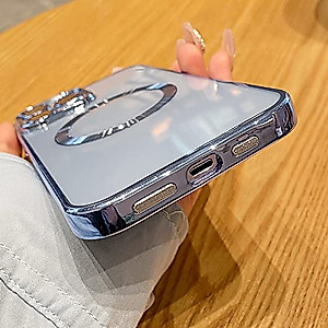 Spevert Magnetic Clear Case for iPhone 14 Pro with Camera Lens Protector Full Protection Case Compatible with MagSafe Elegant Anti-Scratch Case Cover 6.1 Inch - Gold (Gold)