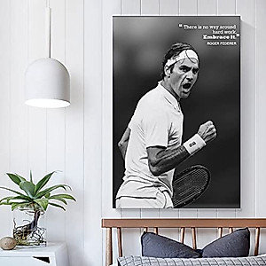 NIOKUM Roger Federer Poster The Motivational Posters For Home Decor Tennis Canvas For Boys Bedroom Gift Unframe-style 12x18inch(30x45cm)