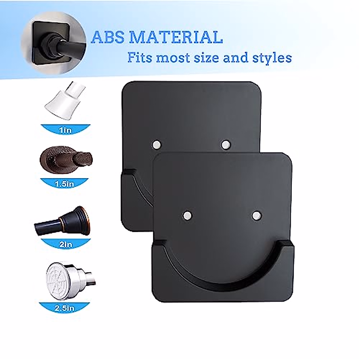 LGQXGO Adhesive Shower Curtain Rod Holders - No Drilling | Waterproof | Heat Resistant | Max Load 50 lbs | Perfect for Bathroom Walls | 2 Pack,Black Shower Rod Holders (Rod Not Included)