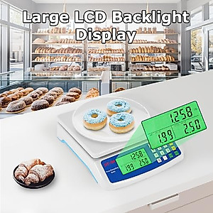 30kg x 1g Electronic Computing Scale, Large Kitchen Scale, LCD Digital Commercial Food Produce Scale 66LB Capacity with AC Adapter for Meat Weighting Stores Restaurant Market