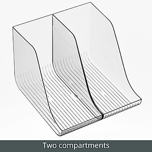 mDesign Plastic Divided Beverage Storage, Can Dispenser Holder for Kitchen, Refrigerator, Fridge, Pantry; Organizer for Soda, Pop, Drinks, Beer; Holds 24-26 Cans, Ligne Collection - Clear