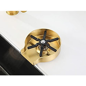 NeoBano Metal Glass Rinser for Kitchen Sinks, Brushed Gold Glass Rinser for Bar Sinks, Cup Baby Bottles Washer Cleaner Sink Accessories